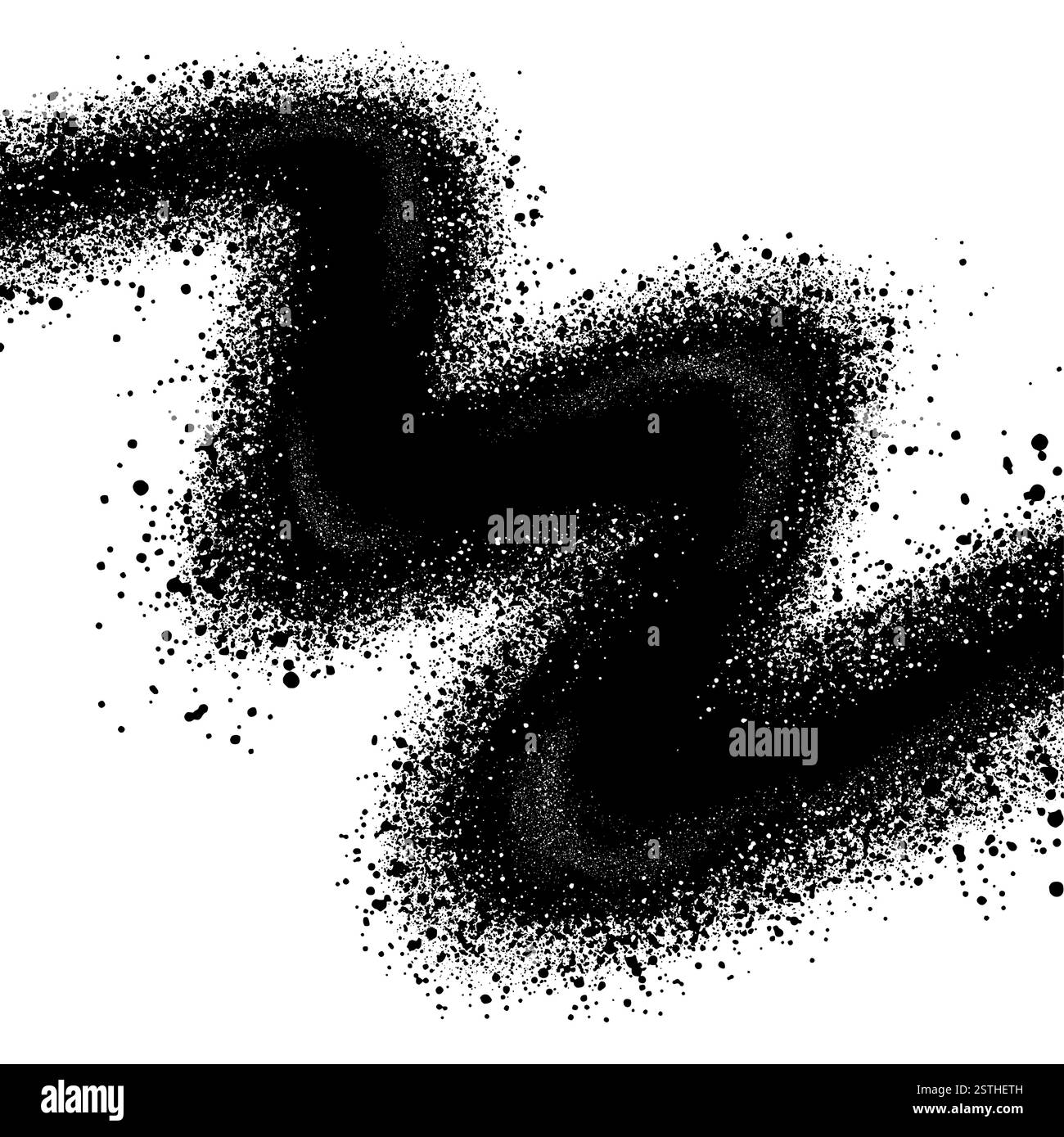 Spray paint element. Grunge graffiti paint shape, textured black line ...
