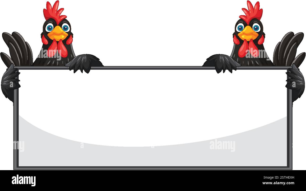 Two cartoon chickens with a blank sign Stock Vector Image & Art - Alamy