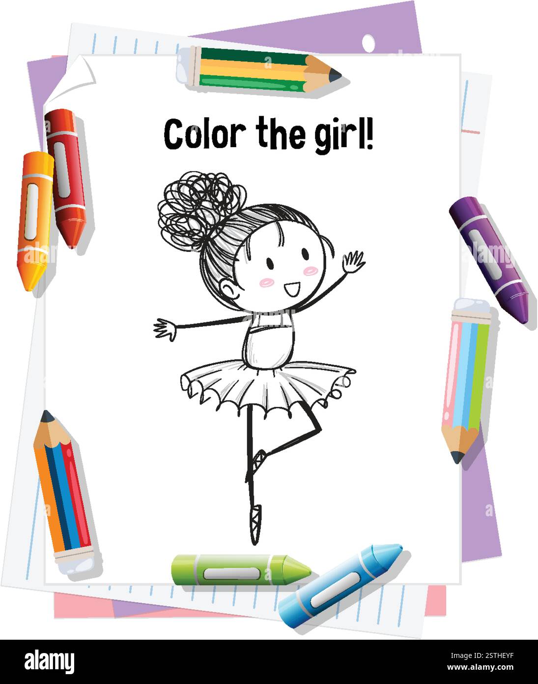 A cute ballerina ready for coloring fun Stock Vector Image & Art - Alamy