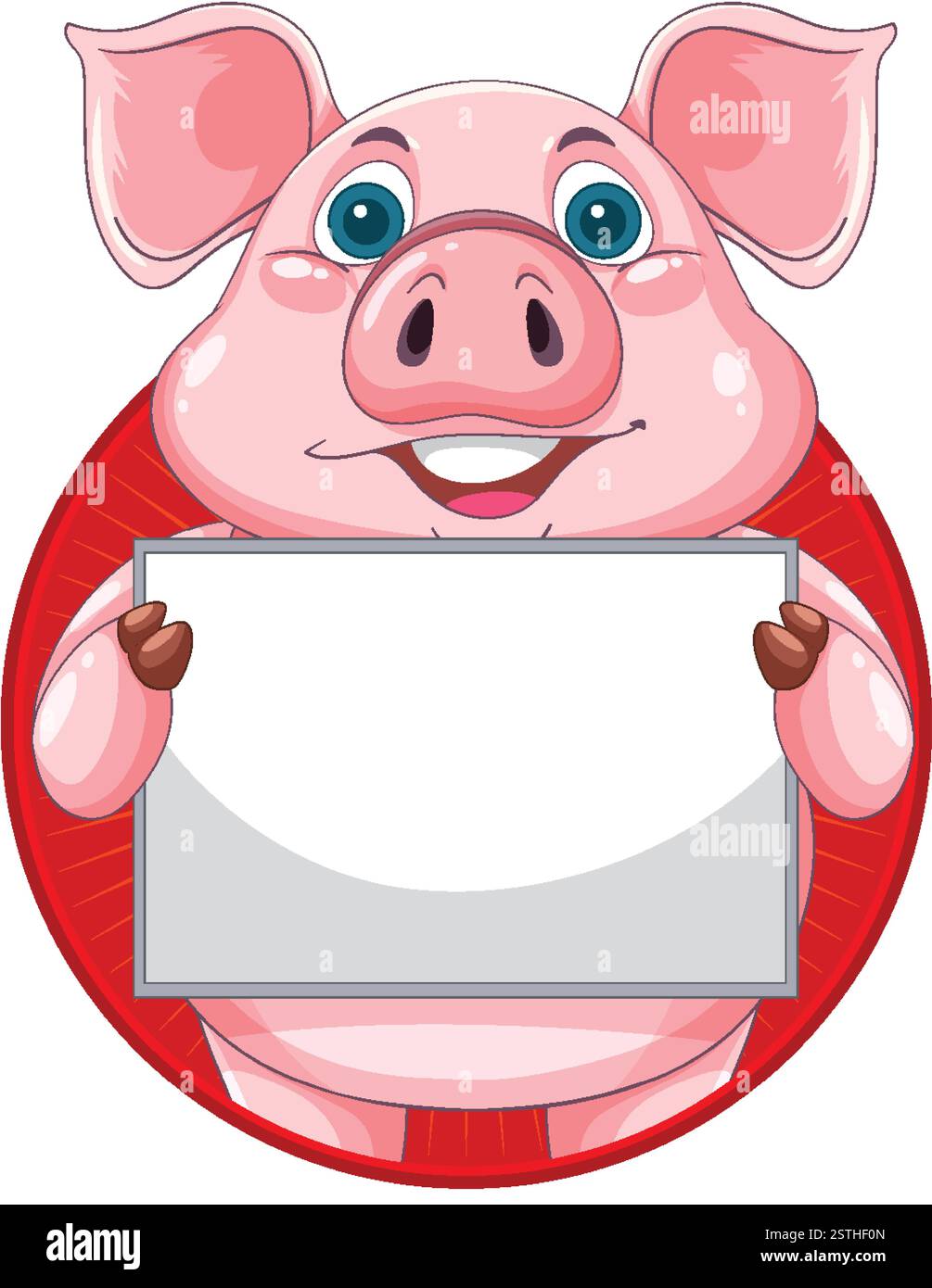 Smiling pig with a blank sign for messages Stock Vector Image & Art - Alamy