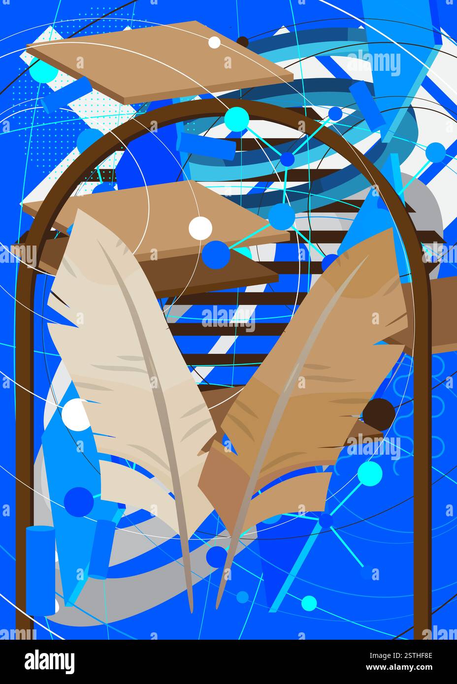 Feather geometrical graphic retro theme background. Minimal geometric ...