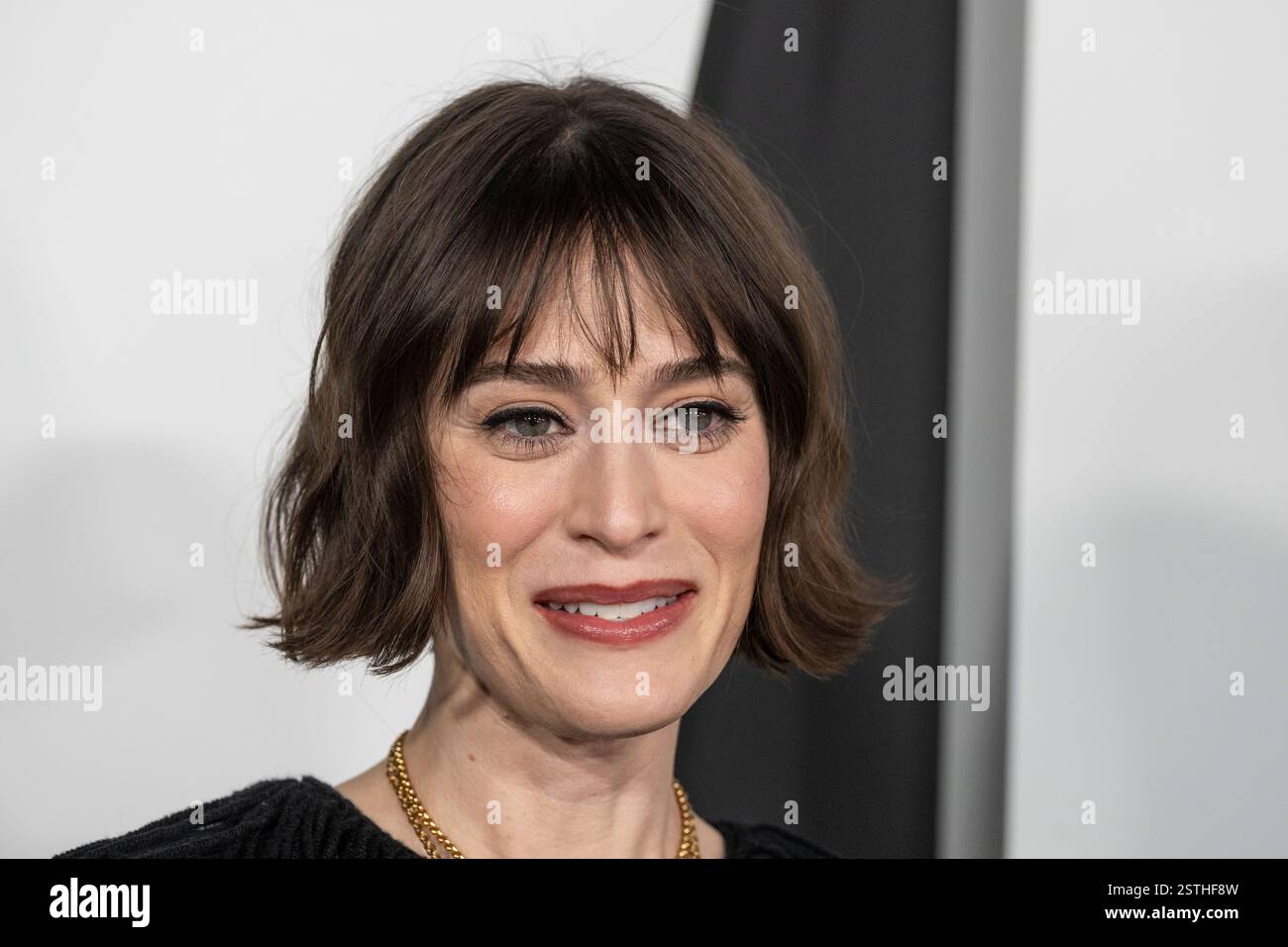 New York, United States. 19th Feb, 2025. Lizzy Caplan wearing dress by ...