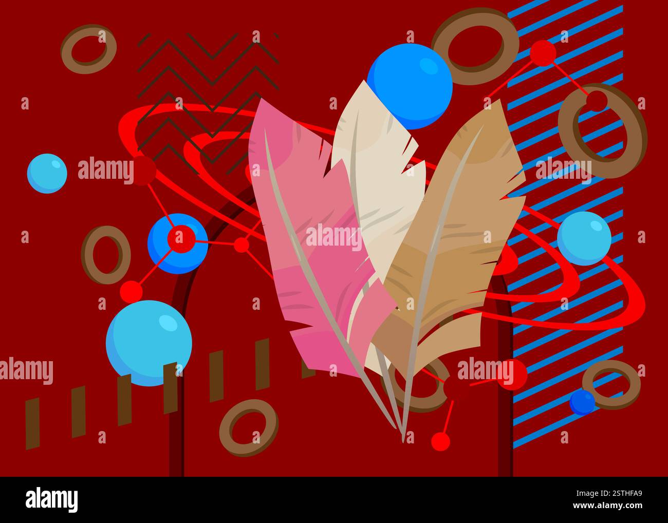 Feather geometrical graphic retro theme background. Minimal geometric ...