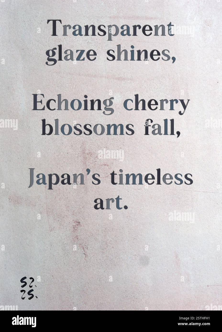 Transparent glaze shines, Echoing cherry blossoms fall, Japan's ...