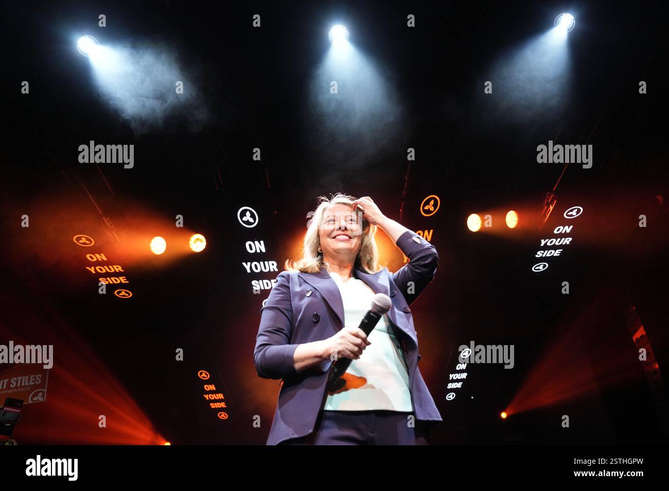 Toronto, Can. 18th Feb, 2025. Ontario NDP Leader Marit Stiles speaks on ...