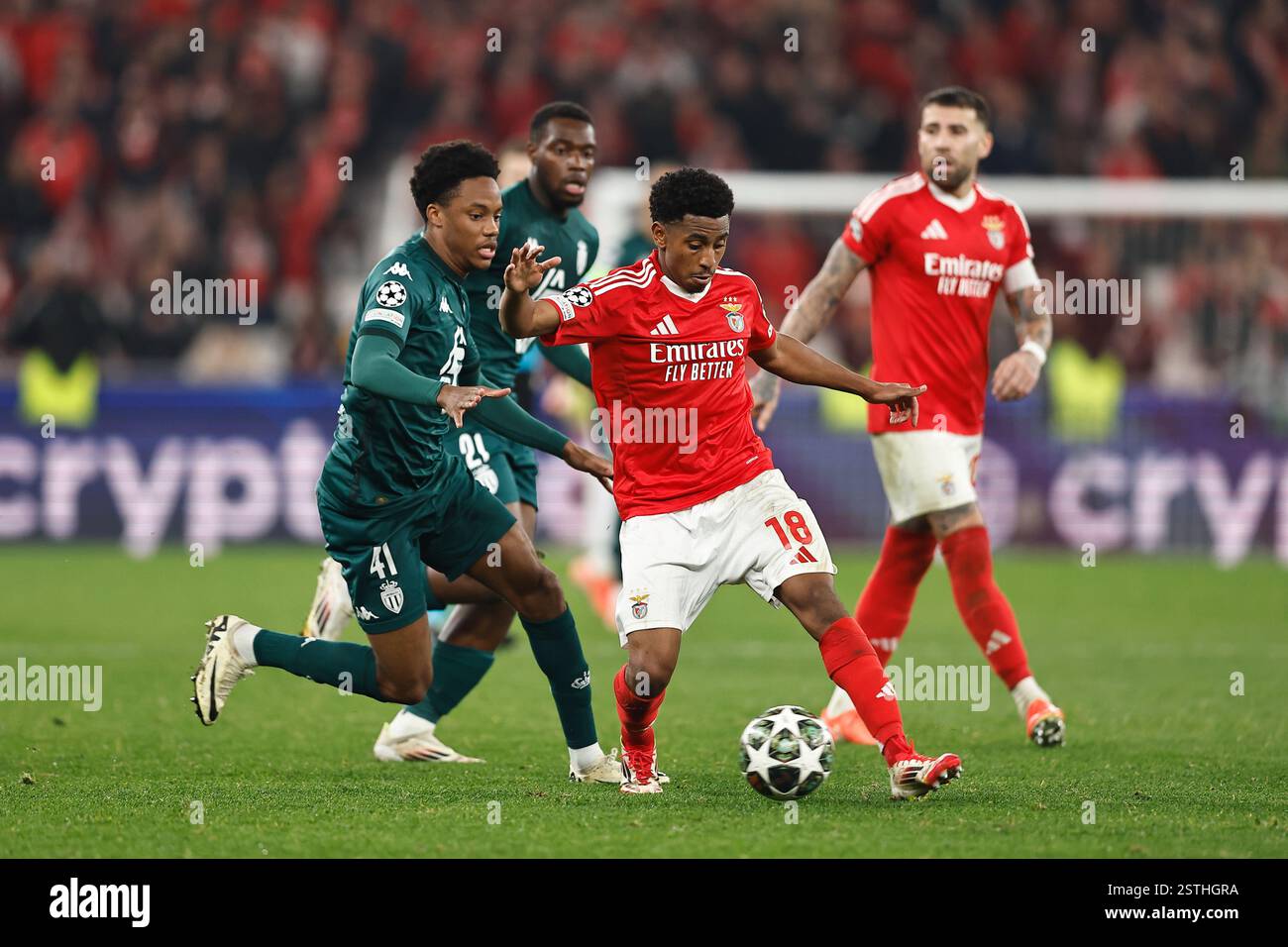 Lisbon, Portugal. 18th Feb, 2025. (L-R) Lucas Michal (Monaco), Leandro ...