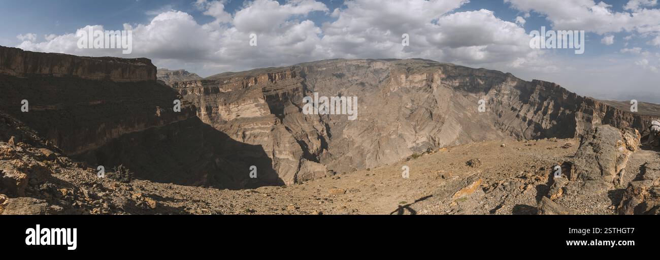Panoramic view, Jebel Shams Canyon, Balcony Walk, Oman, Asia Stock ...