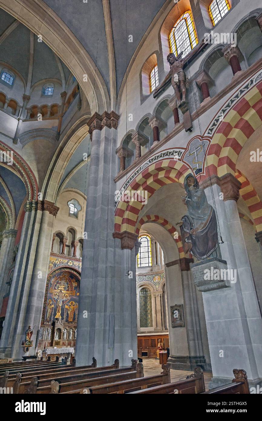 Round arches in the parish church of St Benno, neo-Romanesque, Munich ...