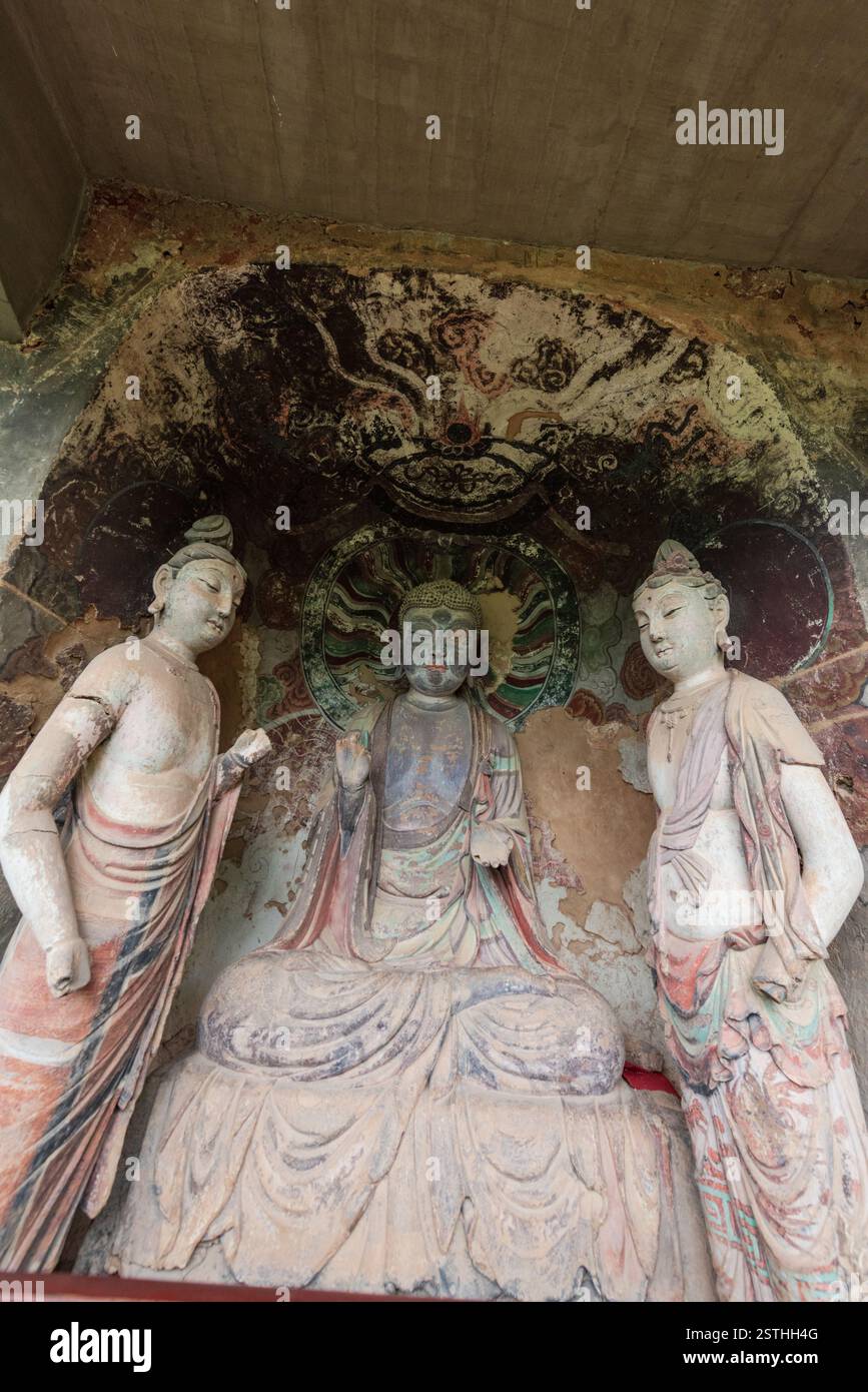 Statue at Maijishan Grottoes, Tianshui, Gansu Province, China Stock ...