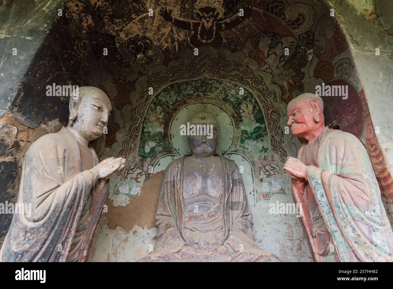 Statue at Maijishan Grottoes, Tianshui, Gansu Province, China Stock ...