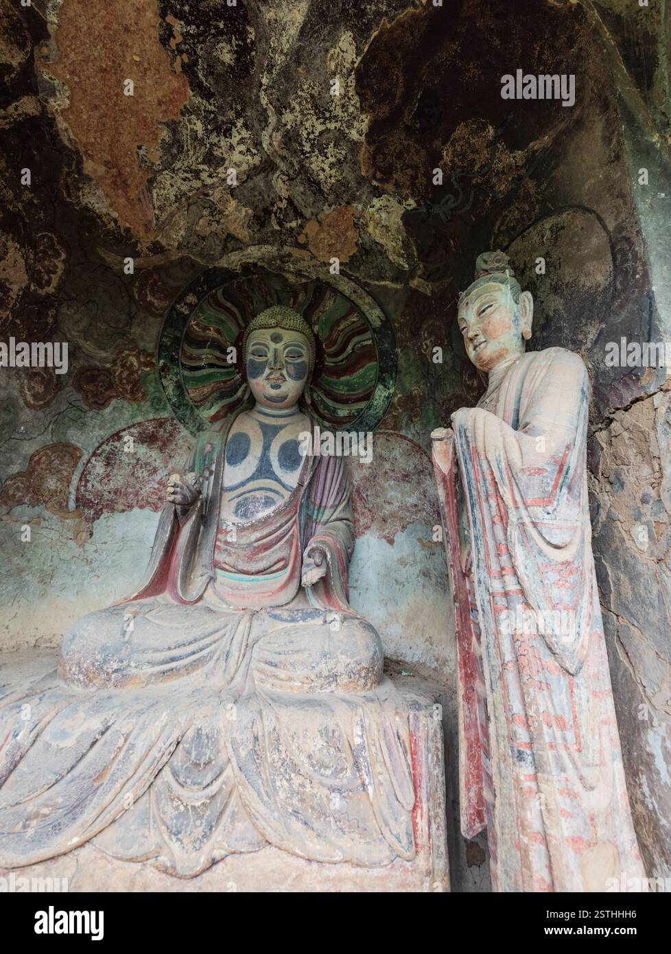 Statue at Maijishan Grottoes, Tianshui, Gansu Province, China Stock ...