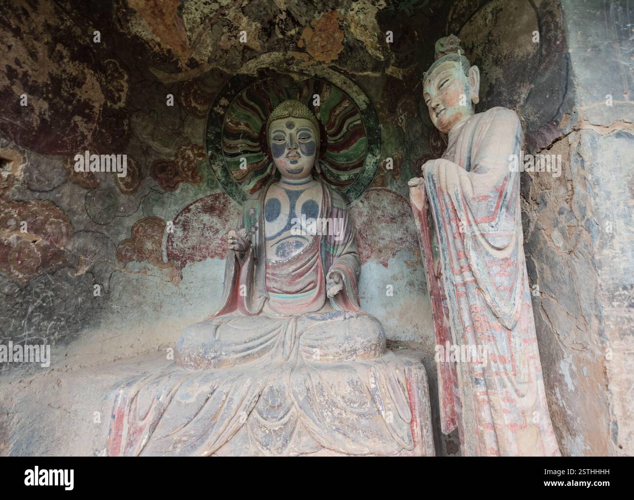 Statue at Maijishan Grottoes, Tianshui, Gansu Province, China Stock ...