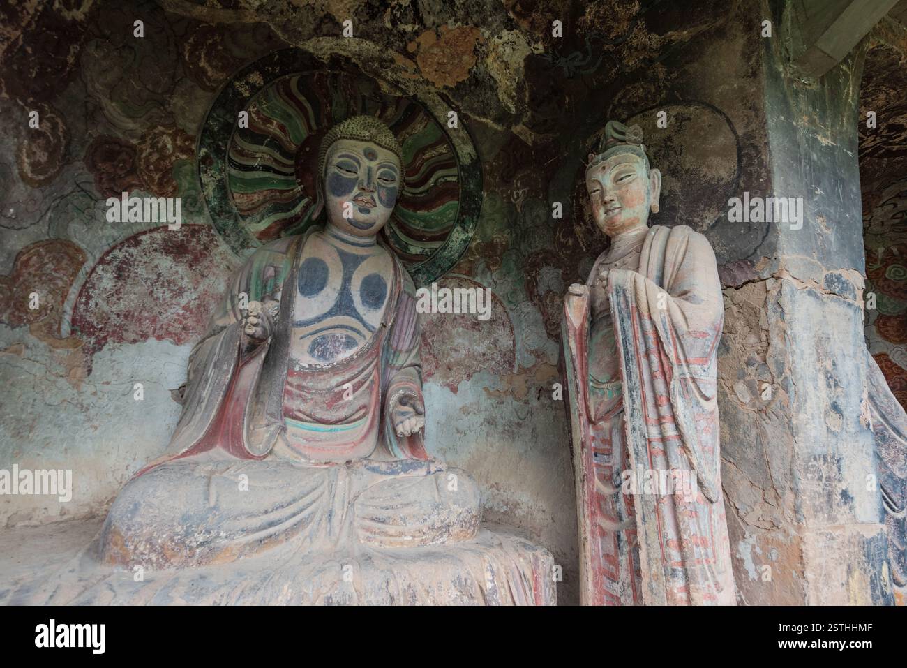 Statue at Maijishan Grottoes, Tianshui, Gansu Province, China Stock ...