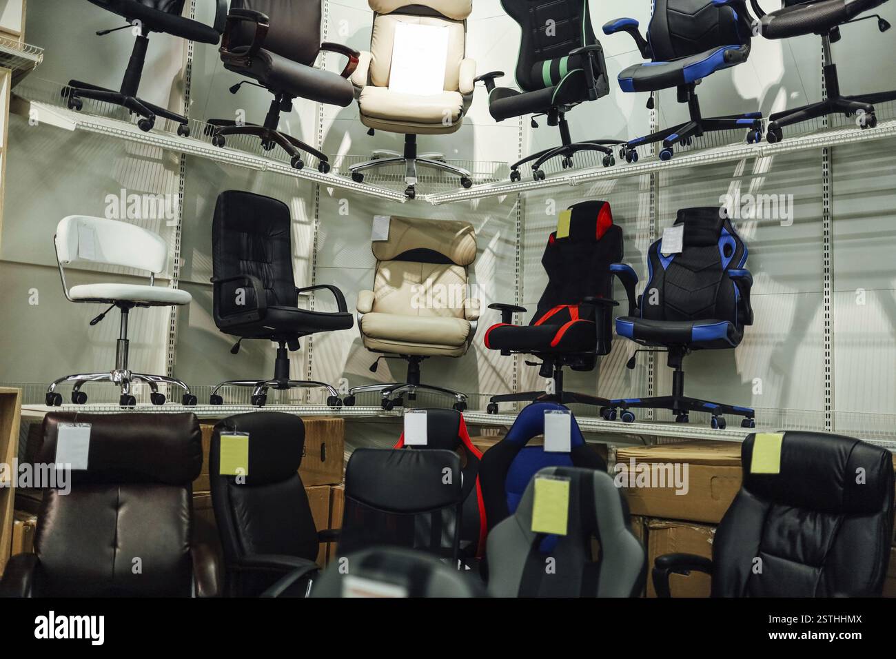 A variety of chairs on display in a store, showcasing different styles ...