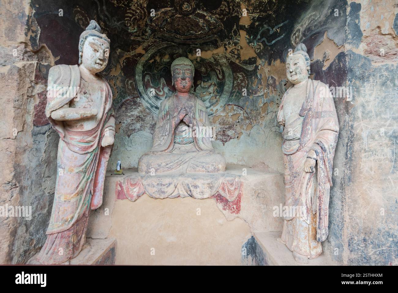 Statue at Maijishan Grottoes, Tianshui, Gansu Province, China Stock ...