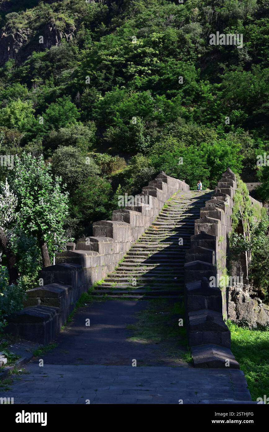 12th Century Sanahin Old Bridge spanning across Debed River, a UNESCO ...