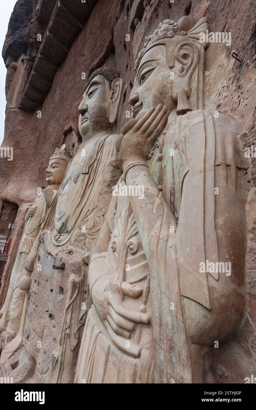 Statue at Maijishan Grottoes, Tianshui, Gansu Province, China Stock ...
