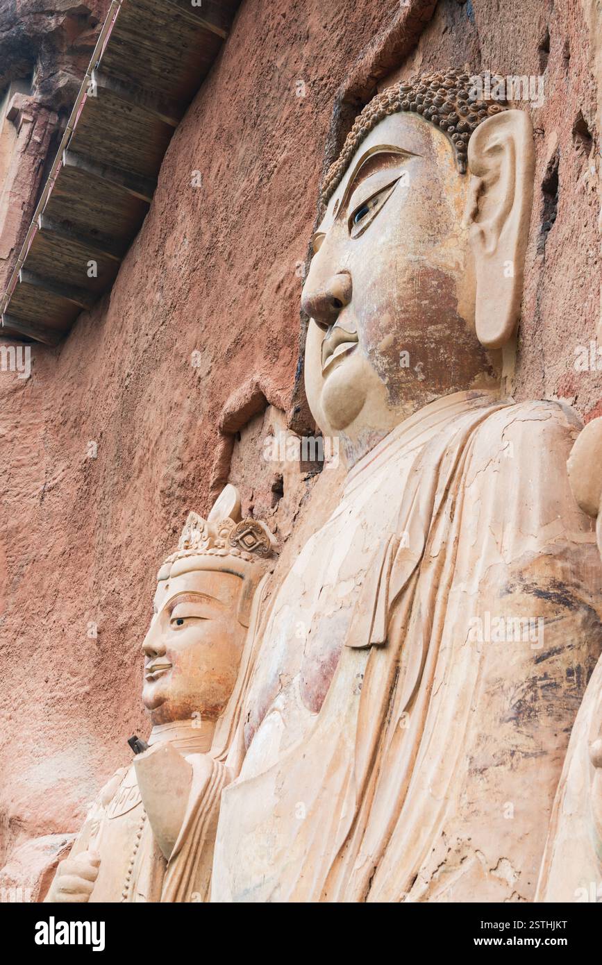Statue at Maijishan Grottoes, Tianshui, Gansu Province, China Stock ...