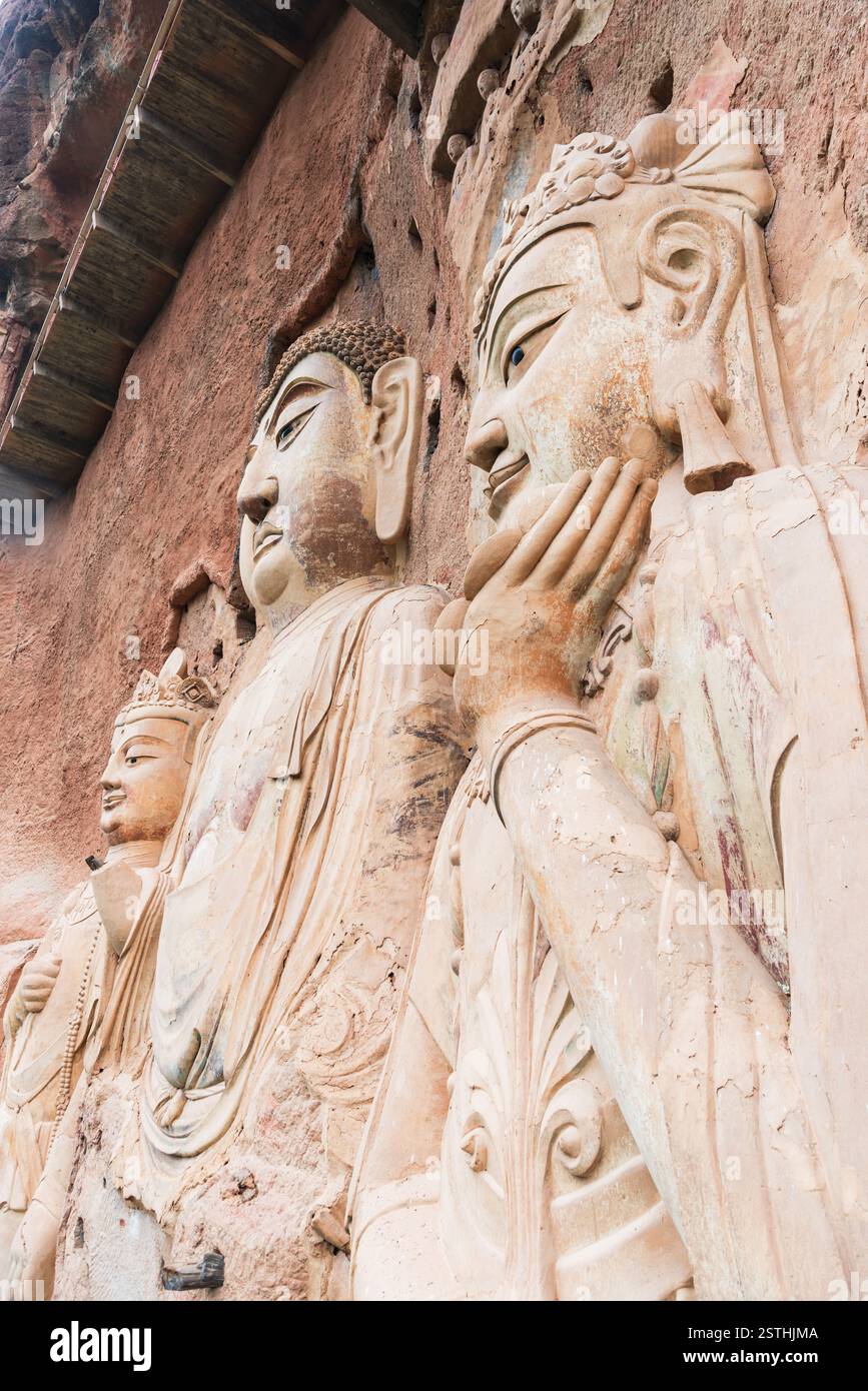 Statue at Maijishan Grottoes, Tianshui, Gansu Province, China Stock ...