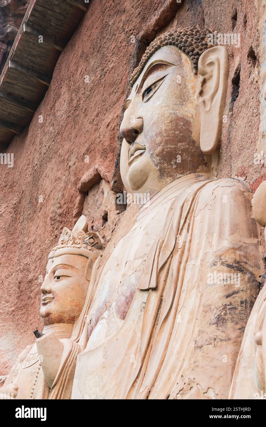 Statue at Maijishan Grottoes, Tianshui, Gansu Province, China Stock ...