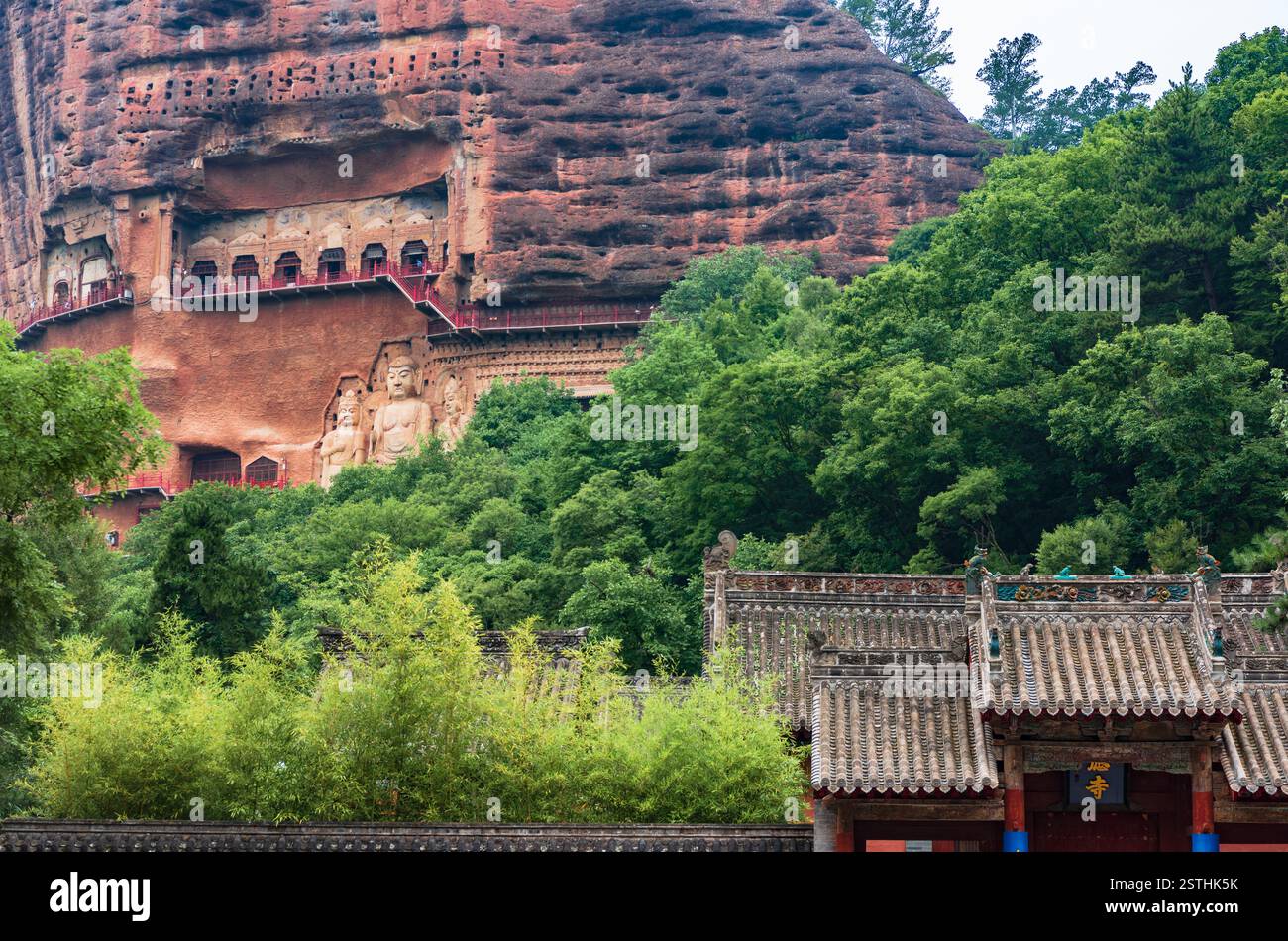 Statue at Maijishan Grottoes, Tianshui, Gansu Province, China Stock ...