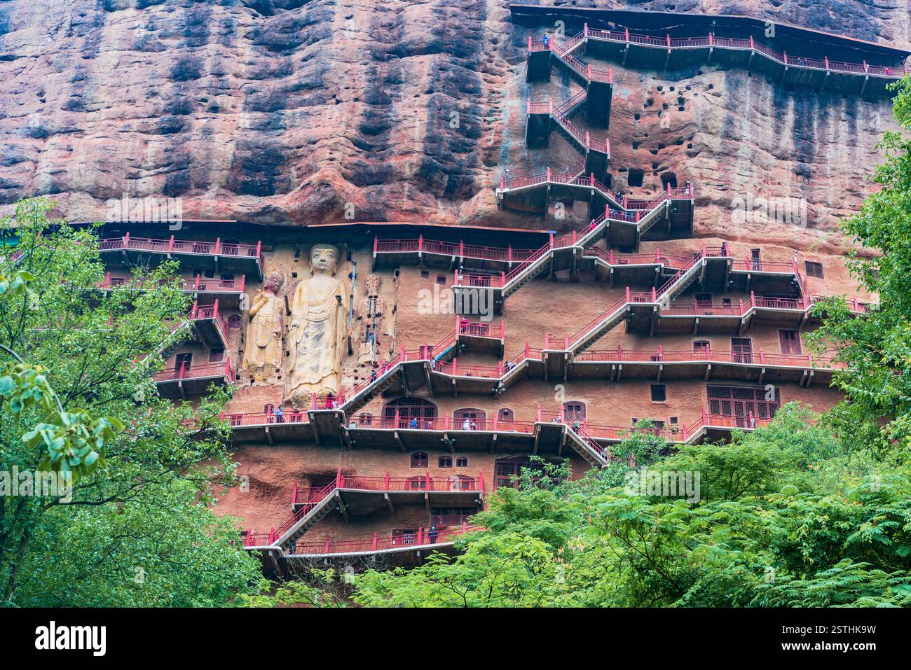 Statue at Maijishan Grottoes, Tianshui, Gansu Province, China Stock ...