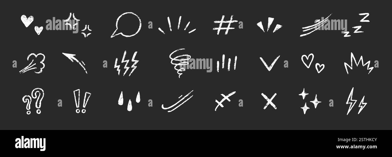 Line movement comic element, cartoon emotion mark effect decoration ...