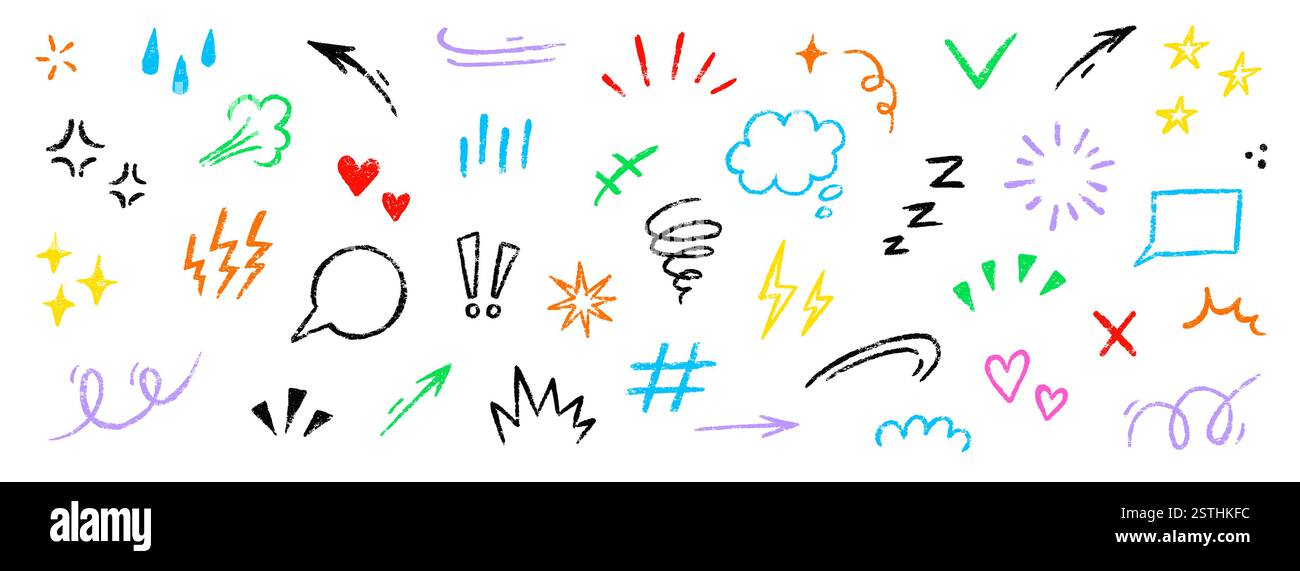 Line movement comic element, cartoon emotion mark effect decoration ...