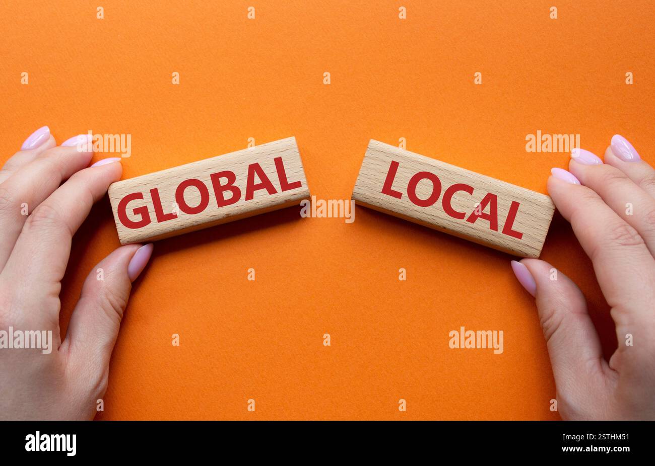 Global and Local symbol. Concept word Global and Local on wooden blocks ...