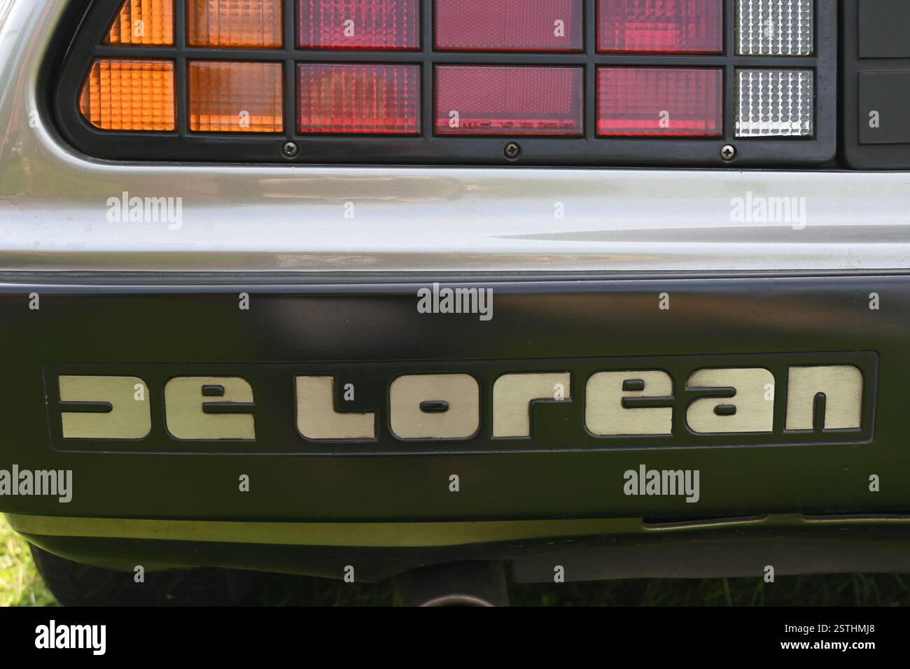 delorean rear lights and logo Stock Photo - Alamy