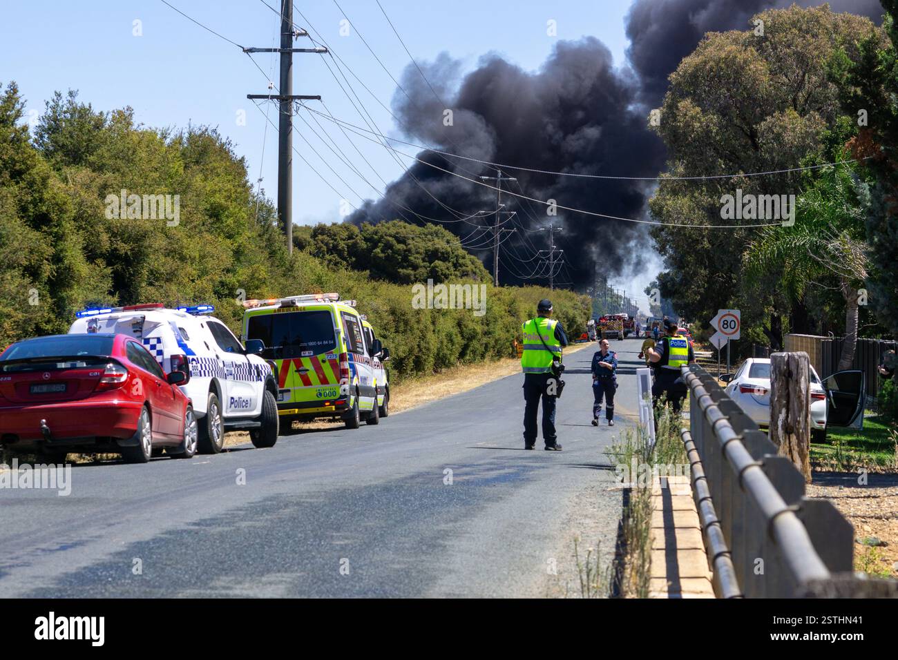 Kyabram, Victoria, Australia, 19th Feb 2025, A large fire with thick ...