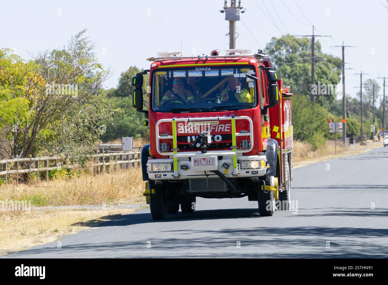 Kyabram, Victoria, Australia, 19th Feb 2025, A large fire with thick ...