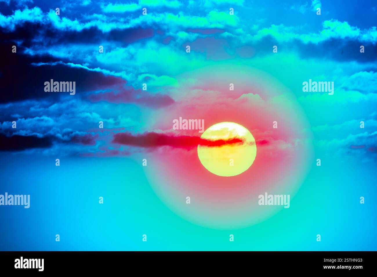 A captivating spring sunset in Tamsui, paints the sky with a spectrum ...