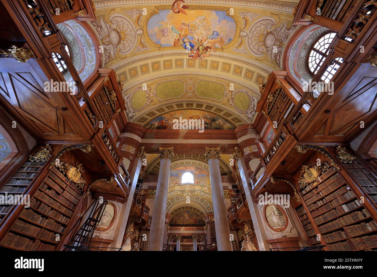 Austrian National Library, Baroque State Hall with ceiling frescoes ...