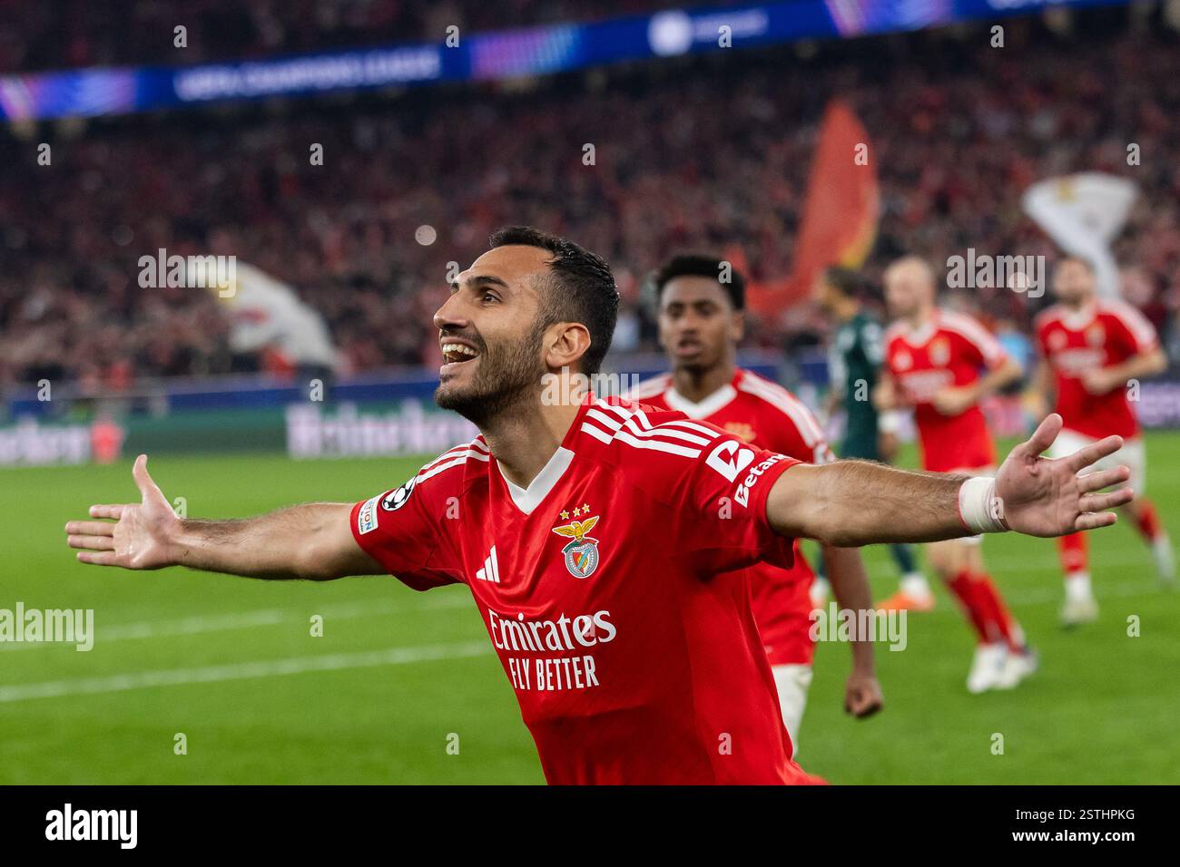 Lisbon, Portugal. 18th Feb, 2025. Vangelis Pavlidis of SL Benfica seen ...