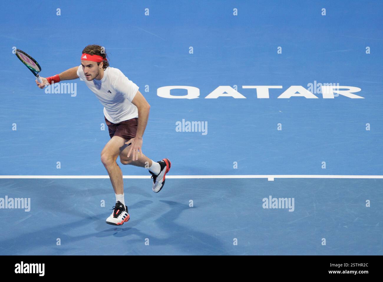 Doha, Qatar. 18th Feb, 2025. Stefanos Tsitsipas of Greece during the ...