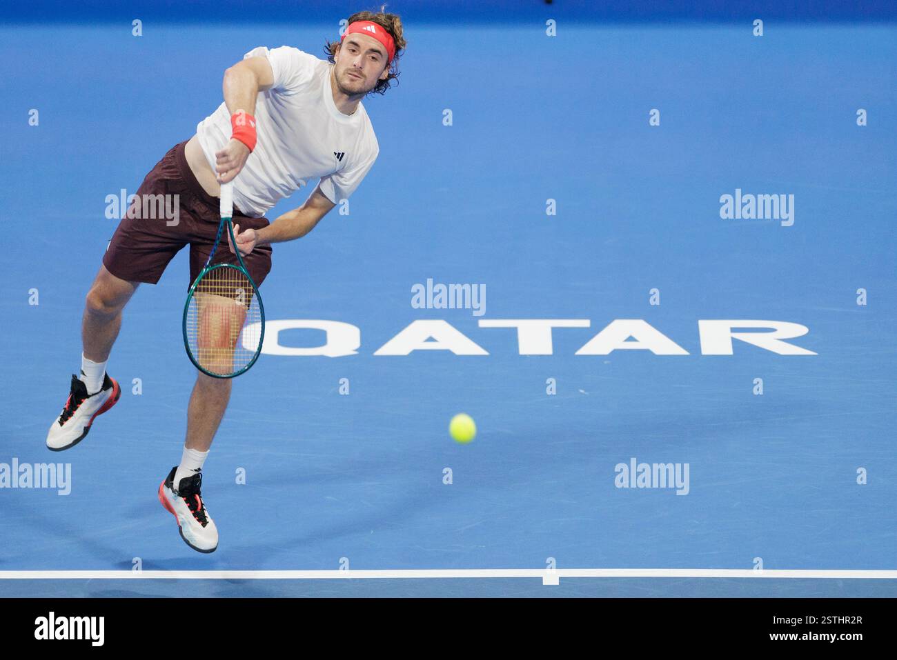 Doha, Qatar. 18th Feb, 2025. Stefanos Tsitsipas of Greece during the ...