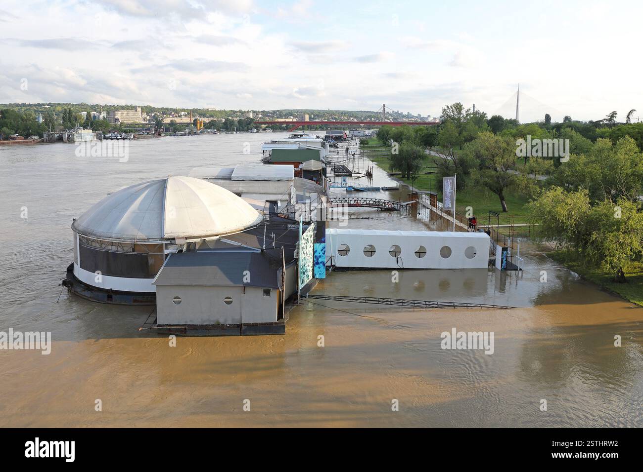Floating restaurants floods Stock Photo - Alamy