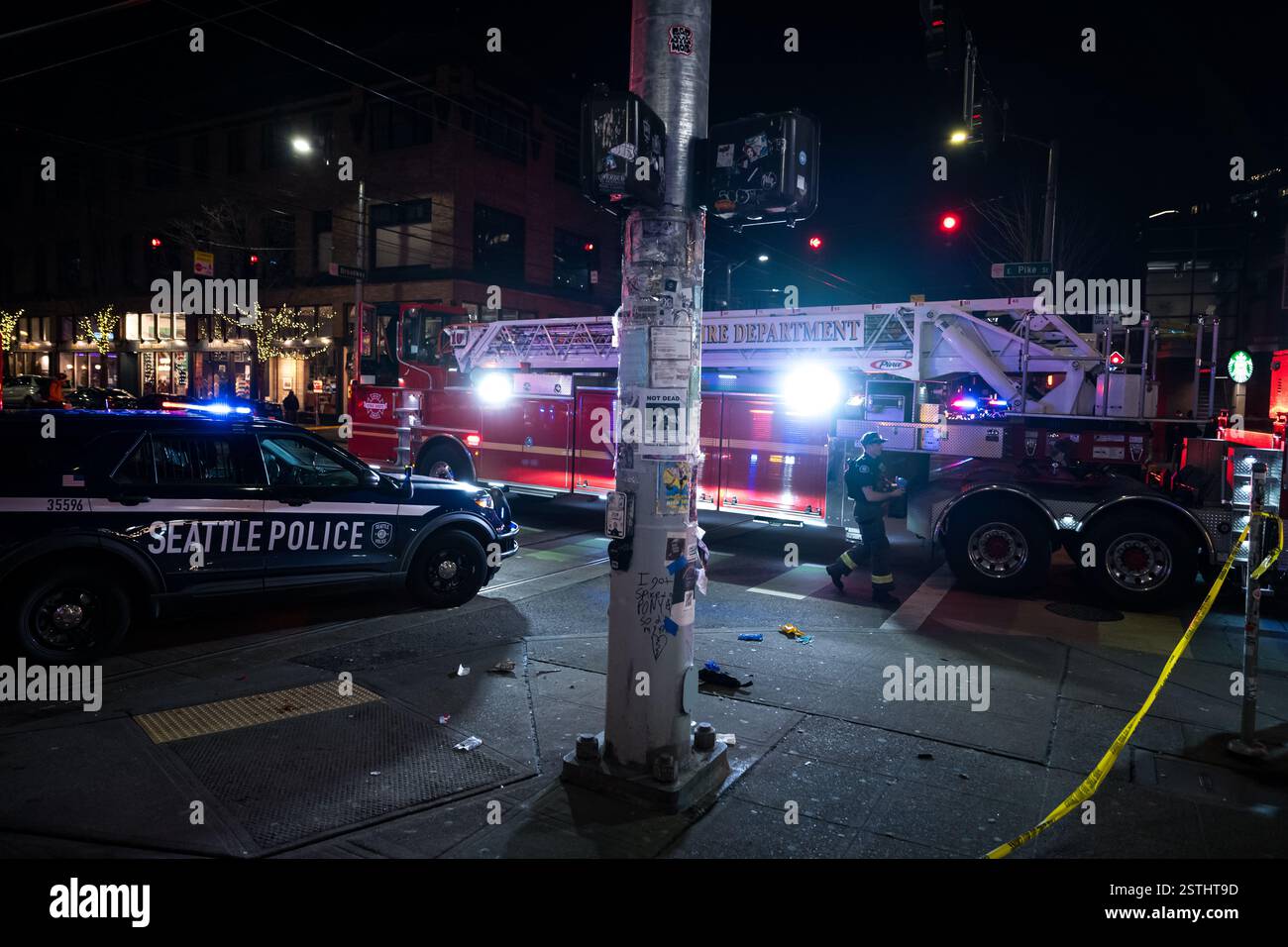 Seattle, USA. 18th Feb 2025. Around 7:30pm report of a person stabbed ...