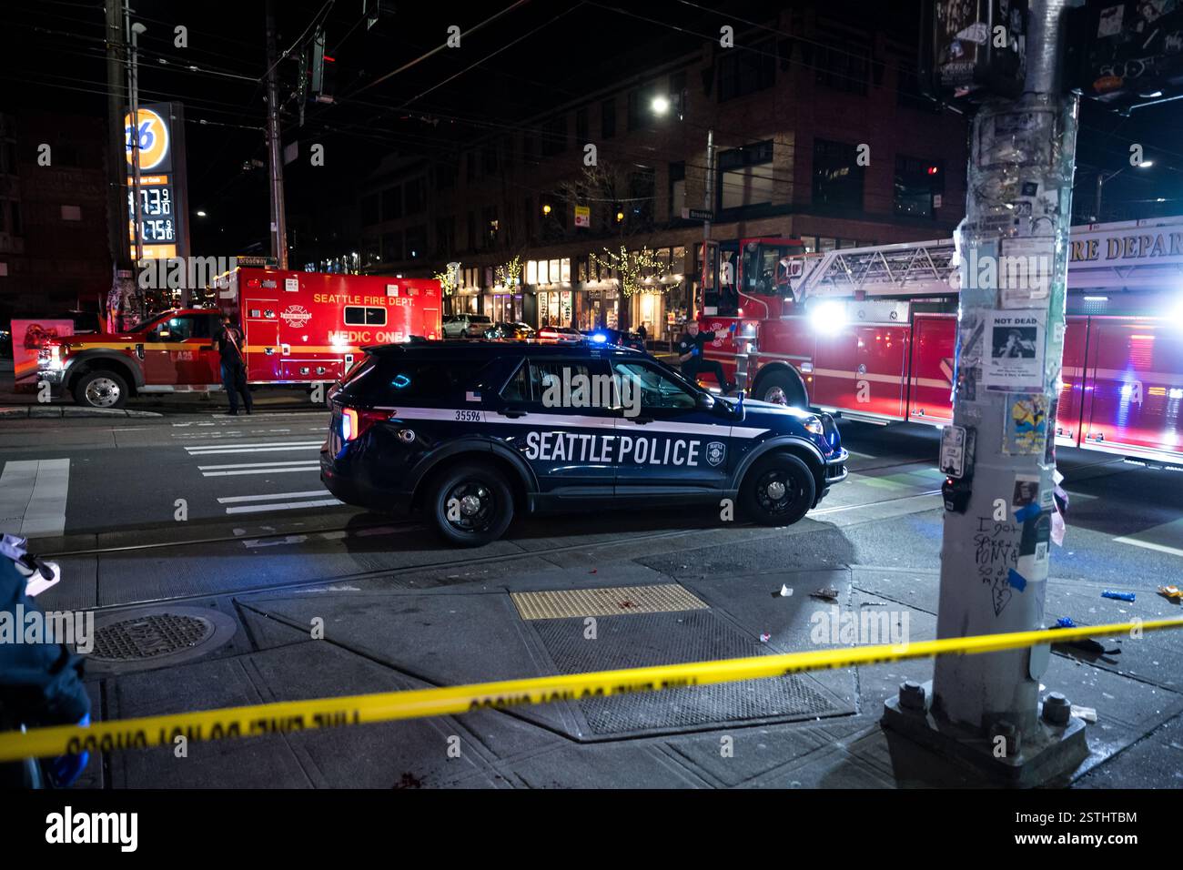Seattle, USA. 18th Feb 2025. Around 7:30pm report of a person stabbed ...