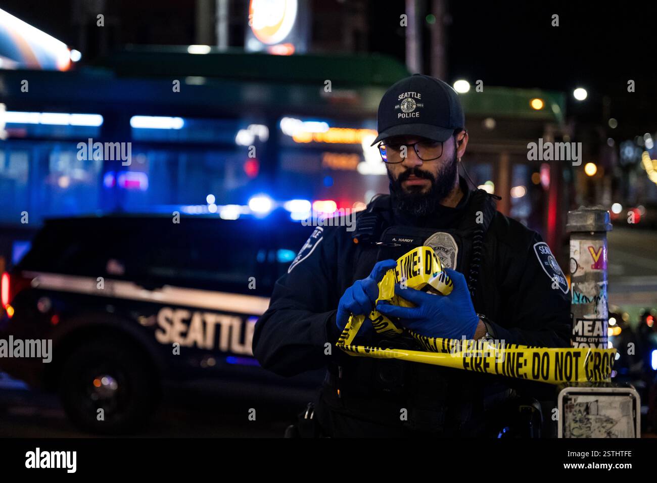 Seattle, USA. 18th Feb 2025. Around 7:30pm report of a person stabbed ...