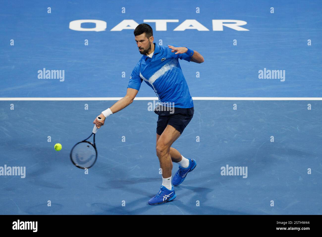 Novak Djokovic of Serbia during the 2025 Qatar ExxonMobil Open, ATP 500 ...