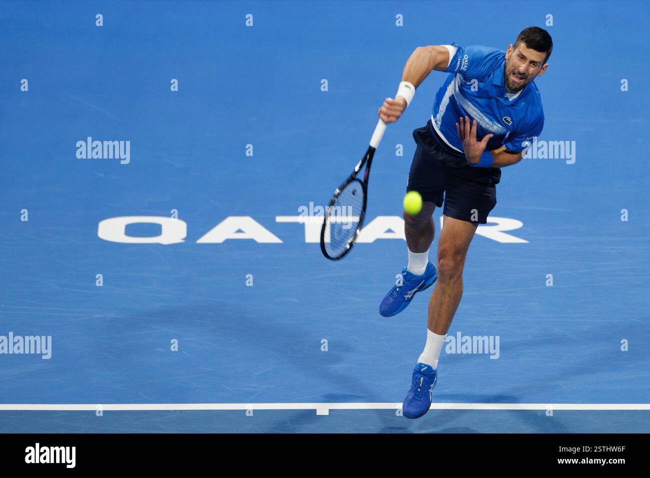 Novak Djokovic of Serbia during the 2025 Qatar ExxonMobil Open, ATP 500 ...