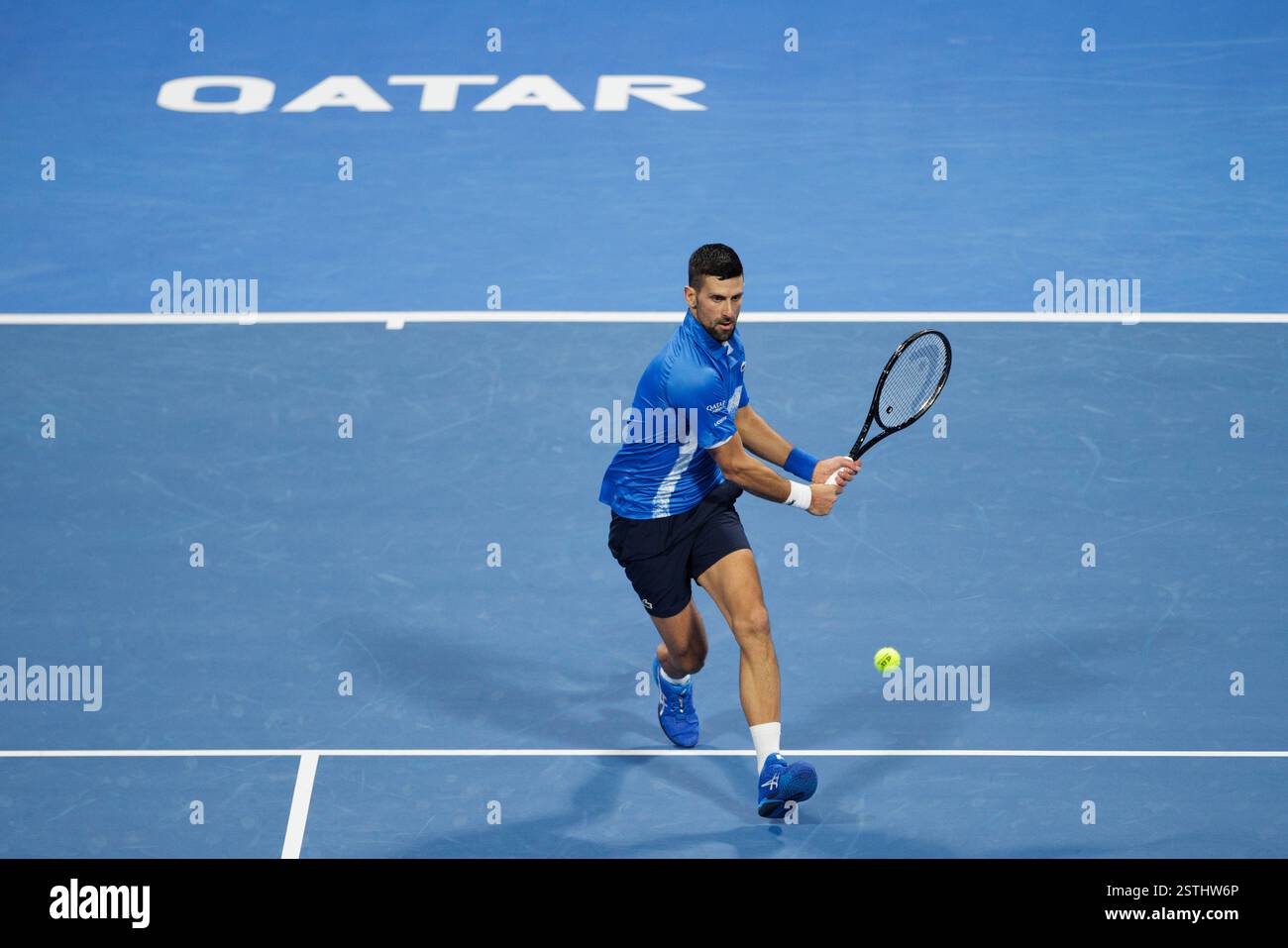 Novak Djokovic of Serbia during the 2025 Qatar ExxonMobil Open, ATP 500 ...