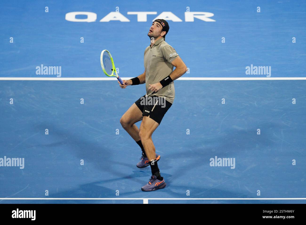 Matteo Berrettini of Italy during the 2025 Qatar ExxonMobil Open, ATP ...