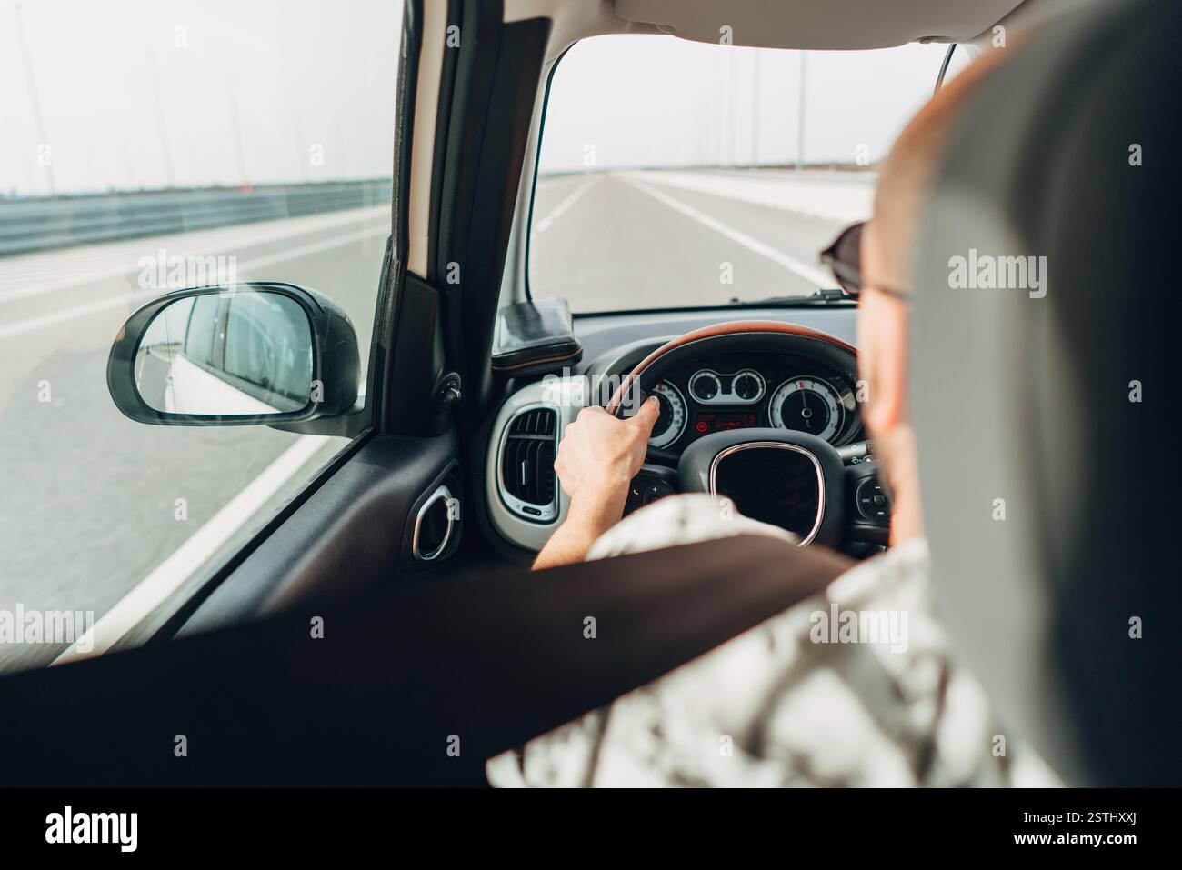 One car on sunny road hi-res stock photography and images - Alamy