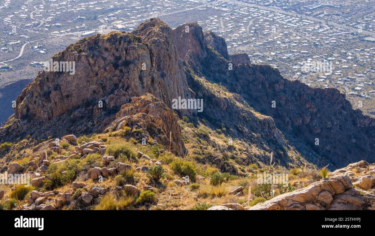 Tucson Arizona's Pusch Ridge in the Santa Catalina Mountains with city ...