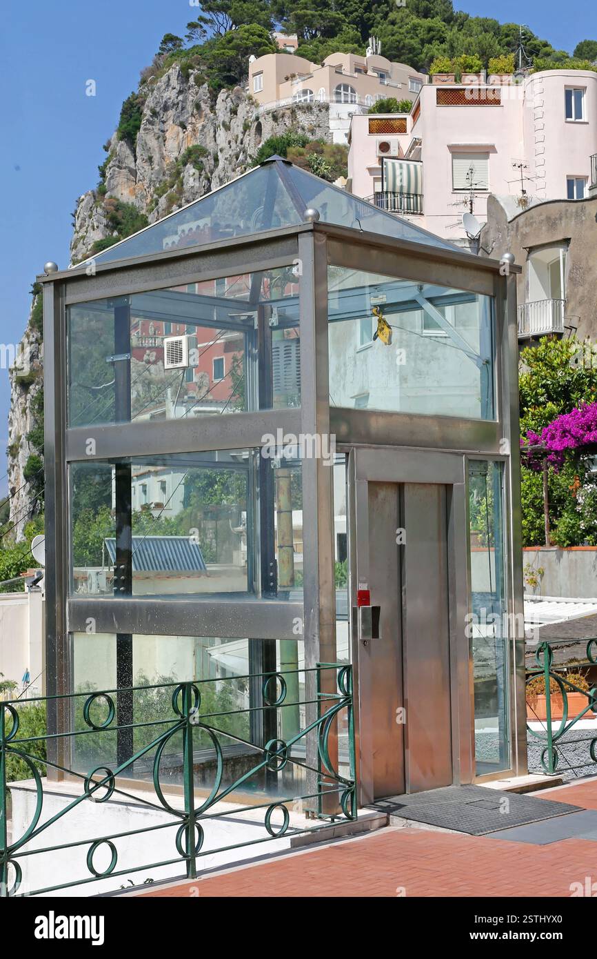Glass lift elevator shaft in capri island hi-res stock photography and ...
