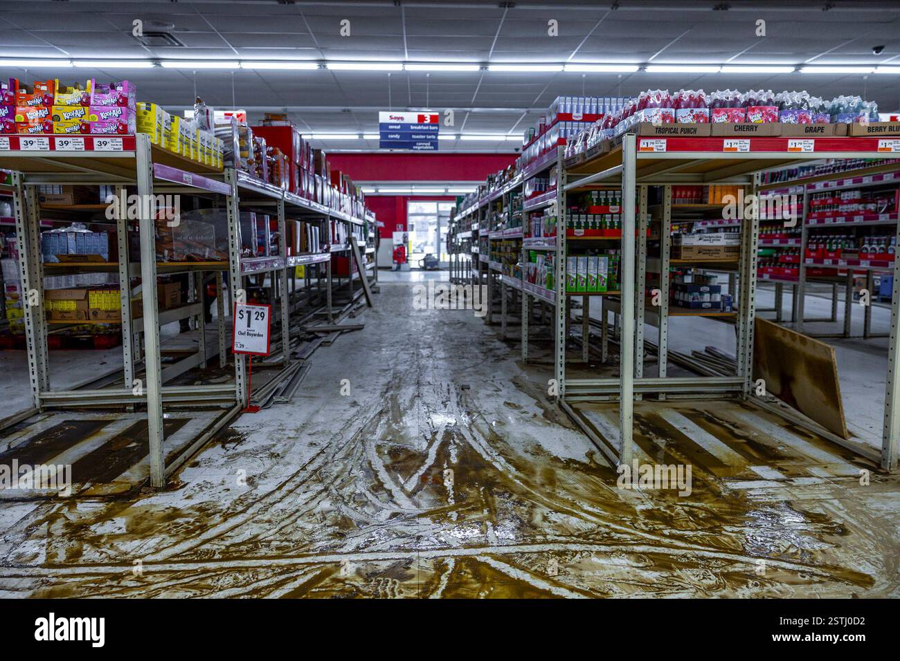 Damage from flooding is seen at a Save A Lot in Virgie, Ky., Tuesday ...