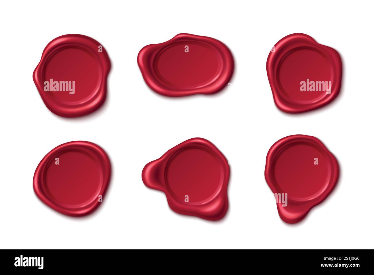 Red wax seals set isolated on white background. Vector realistic ...